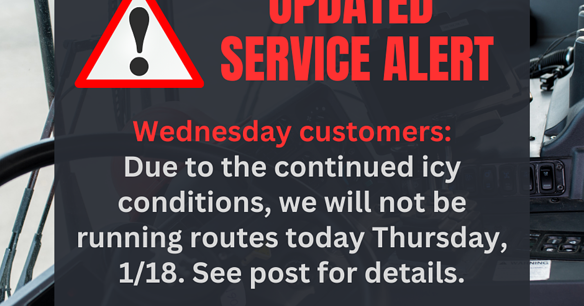 1/18 AM Update: Service Alert for Wednesday - Friday Customers! | Pride ...